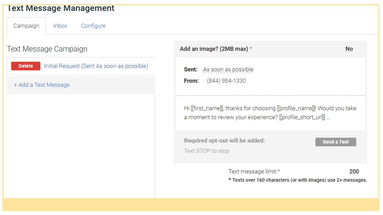 How do I send out a review invite via text message?