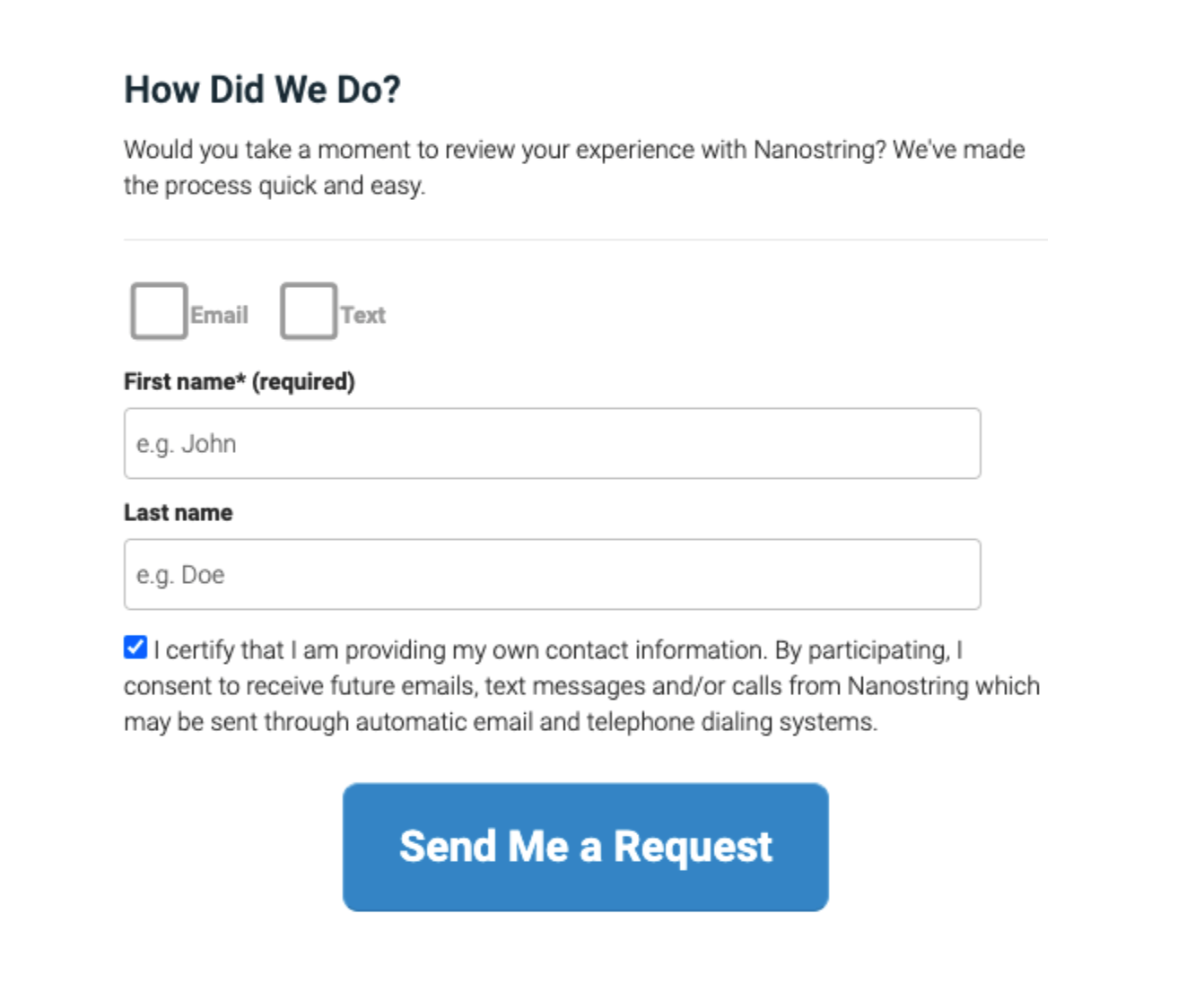 How do I send out a review invite via text message?